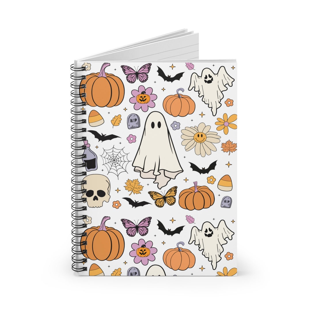 Retro Fall Notebook, Retro Ghost Notebook, Halloween Notebook, Free ...