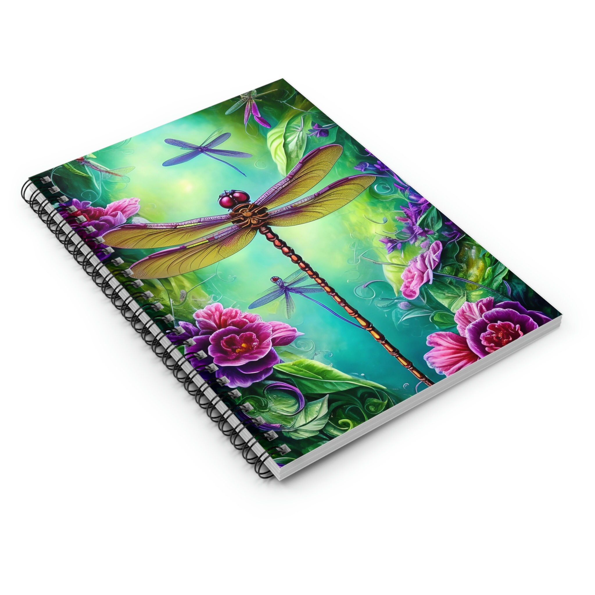 SPIRAL NOTEBOOK: Whimsical Dragonfly Notebook, Dreamy Dragonfly Journal ...