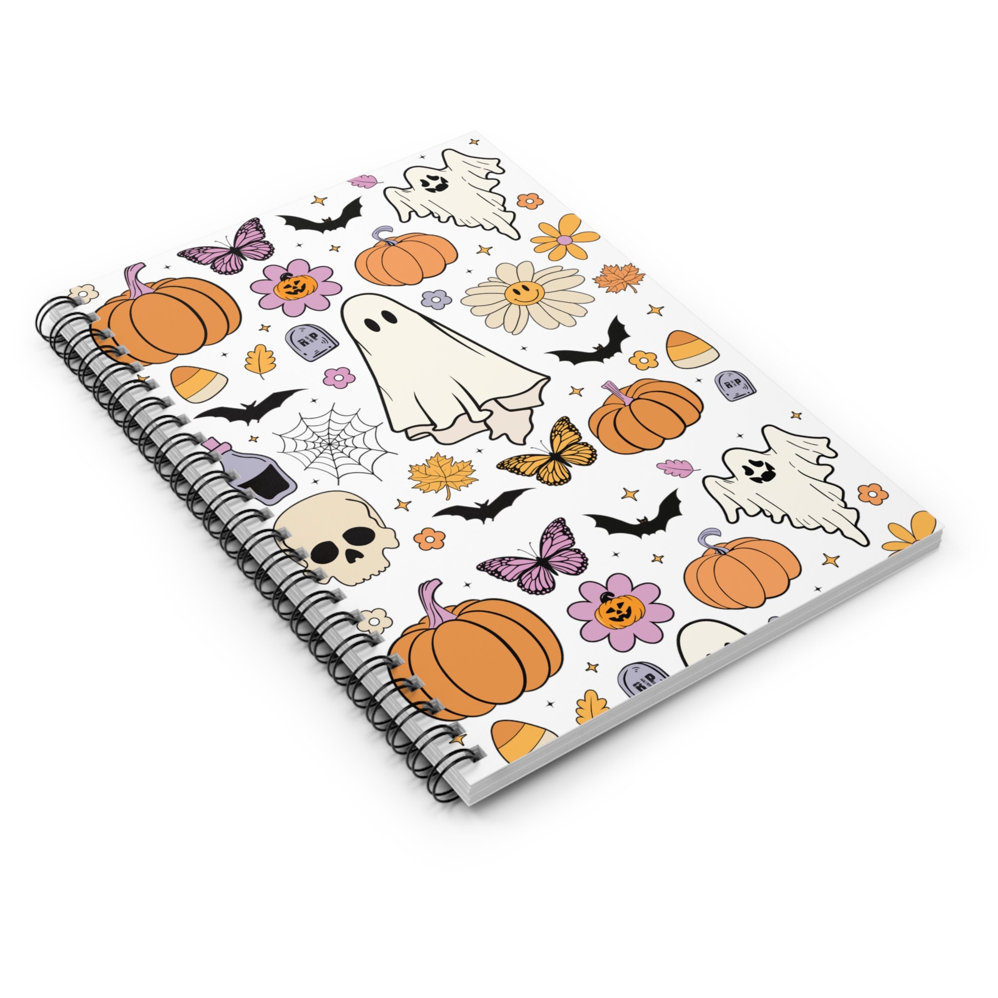Retro Fall Notebook, Retro Ghost Notebook, Halloween Notebook - Etsy