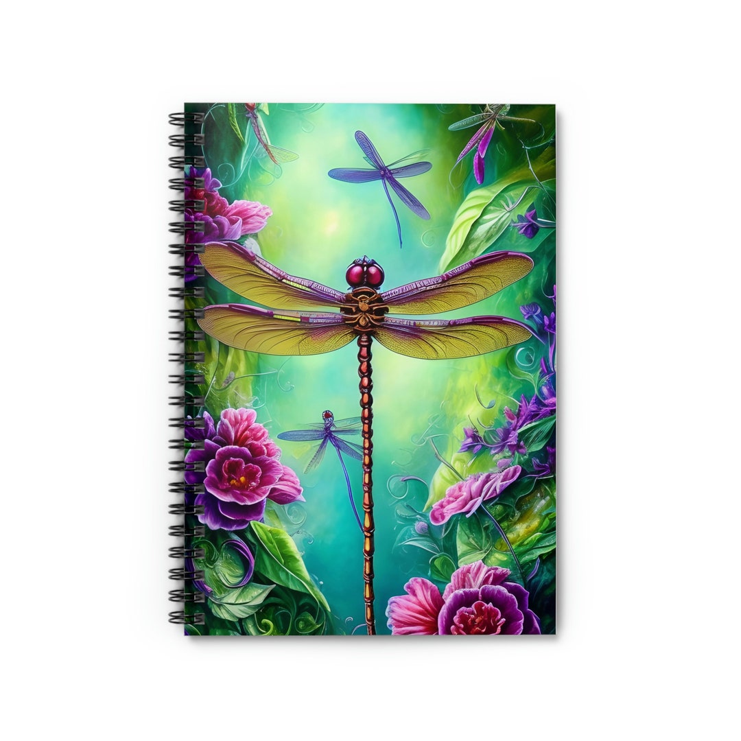 SPIRAL NOTEBOOK: Whimsical Dragonfly Notebook, Dreamy Dragonfly Journal ...