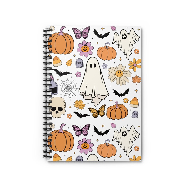 Retro Fall Notebook, Retro Ghost Notebook, Halloween Notebook - Etsy