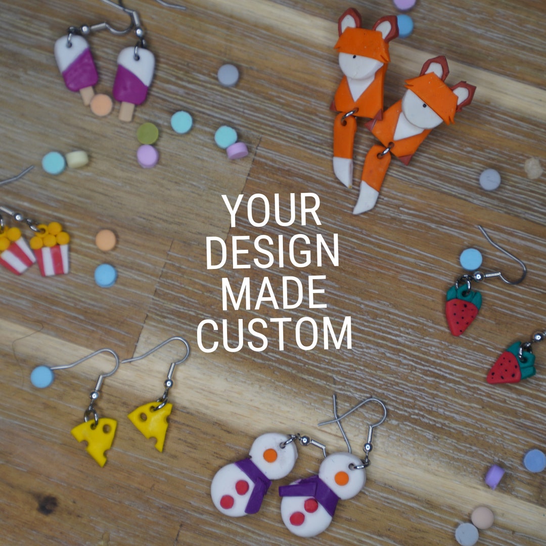 Custom Made Earrings to Your Design and Studs Clay Made Beautiful Gift ...