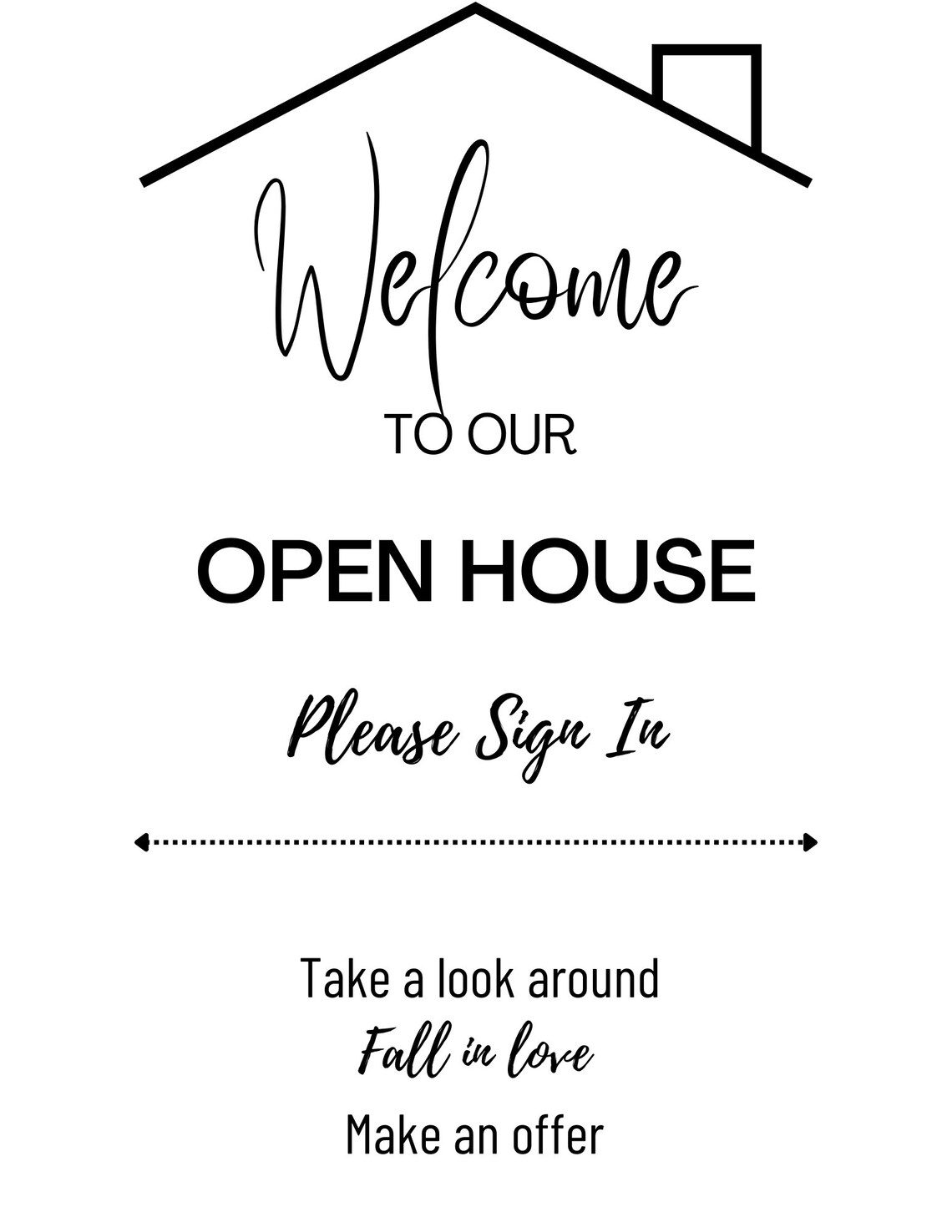Open House Welcome Sign & Sign in Sheet PDF Real Estate Marketing ...