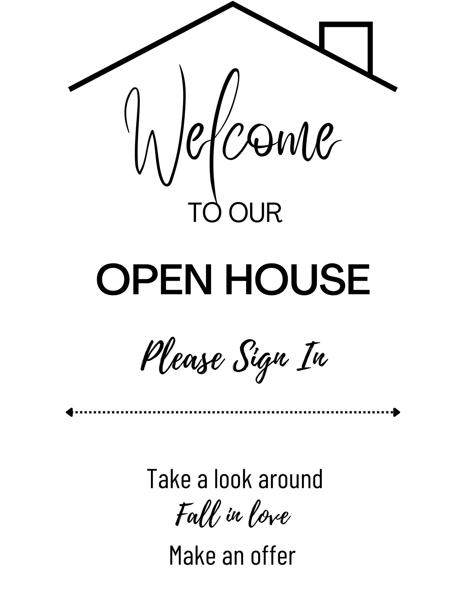 Open House Welcome Sign & Sign in Sheet PDF Real Estate Marketing ...