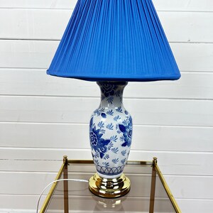 Porcelain Table Lamp With Blue and White Flowers and Blue Vintage ...