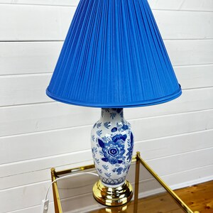 Porcelain Table Lamp With Blue and White Flowers and Blue Vintage ...