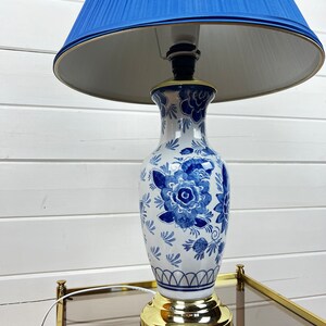Porcelain Table Lamp With Blue and White Flowers and Blue Vintage ...
