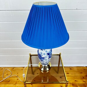 Porcelain Table Lamp With Blue and White Flowers and Blue Vintage ...