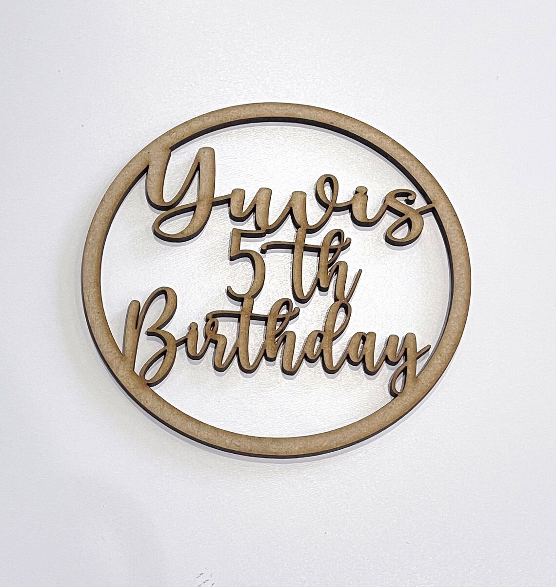 Personalised Wooden Happy Birthday Painted Name Hoop Circle Sign Wall ...