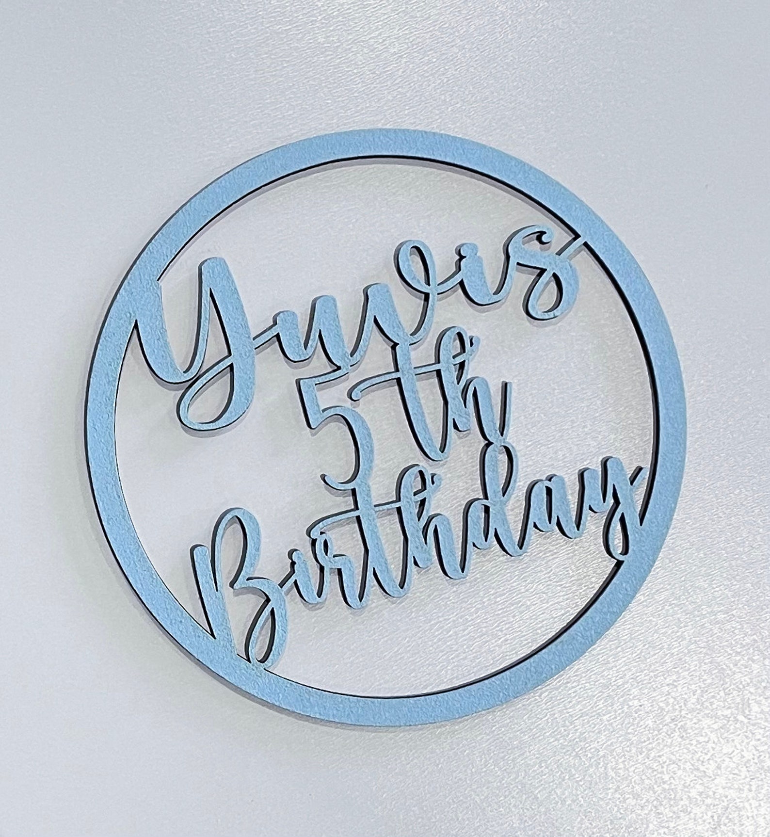 Personalised Wooden Happy Birthday Painted Name Hoop Circle Sign Wall ...