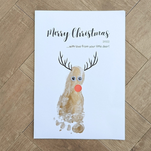 Christmas Footprint Reindeer / Xmas Art Craft / Baby Kids - Etsy