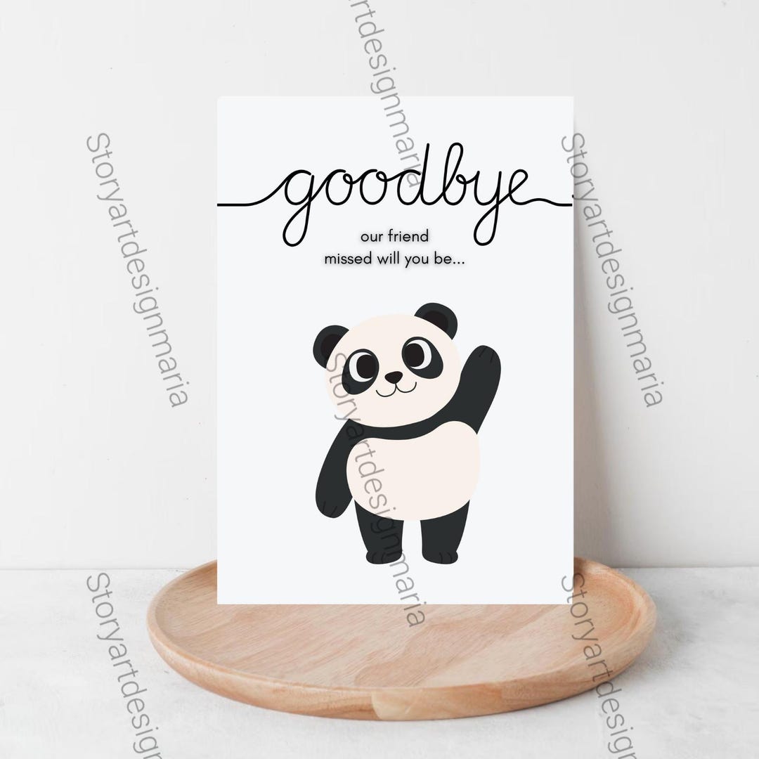 Funny Panda Farewell Card, Printable Goodbye Gift (digital Download A5 ...