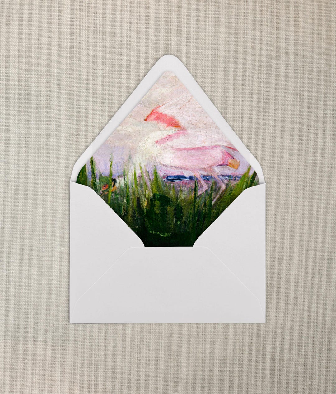 Pink and Green Crane Envelope Liner | A7 | Fine Art Envelope Liner ...