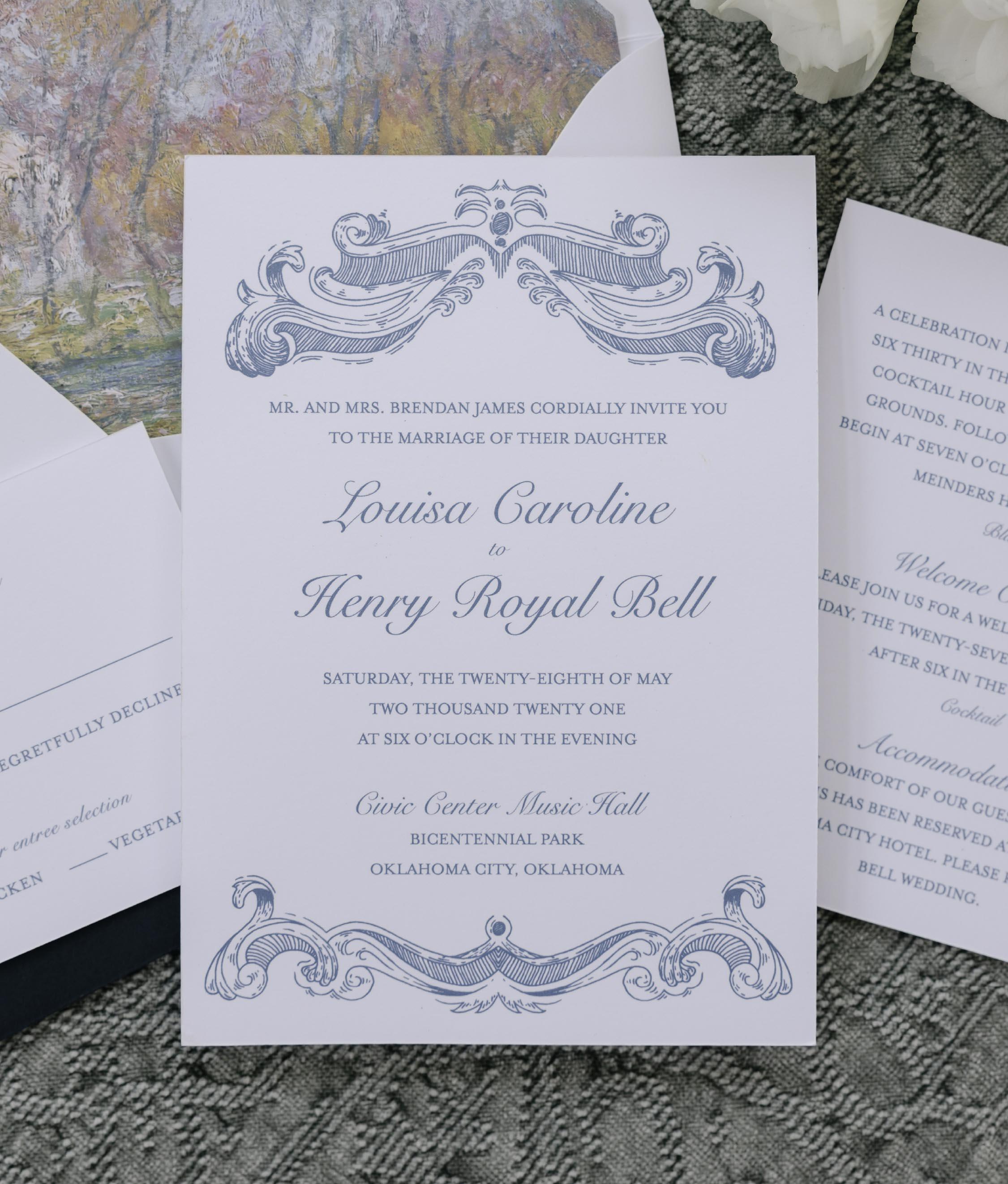 6-PC Ornamental Border Wedding Invitation | Heidi | Traditional ...