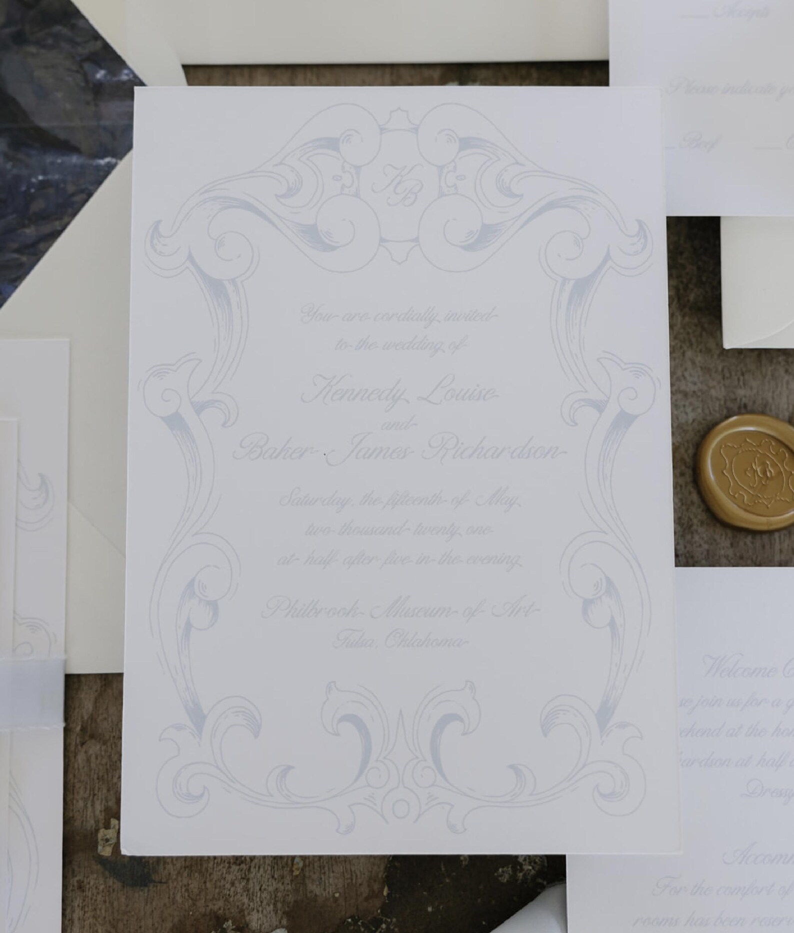 6-PC Ornamental Frame Wedding Invitation | Marjorie | Traditional ...
