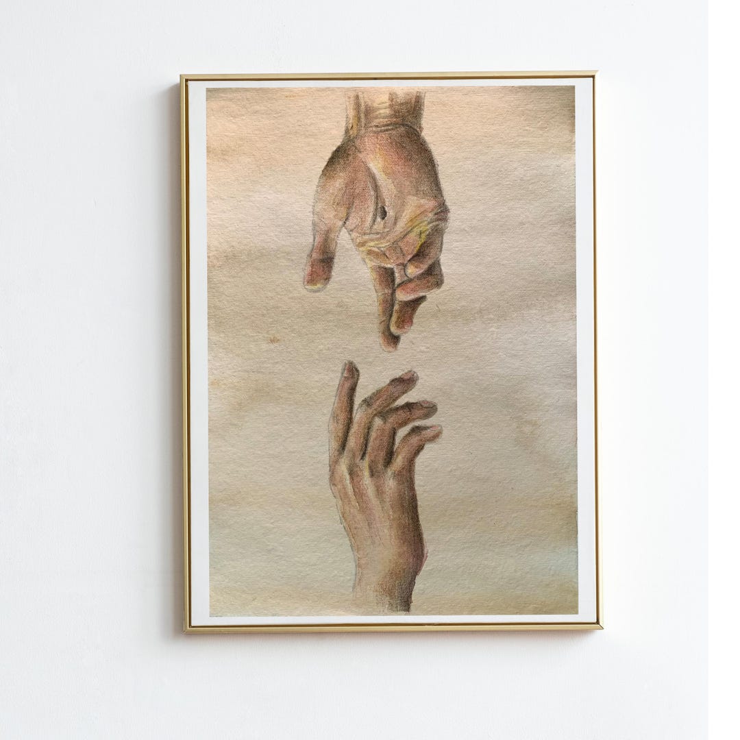 Psalm 40 Jesus Christ Reaching Out to Pull Someone up in Muted Beige ...