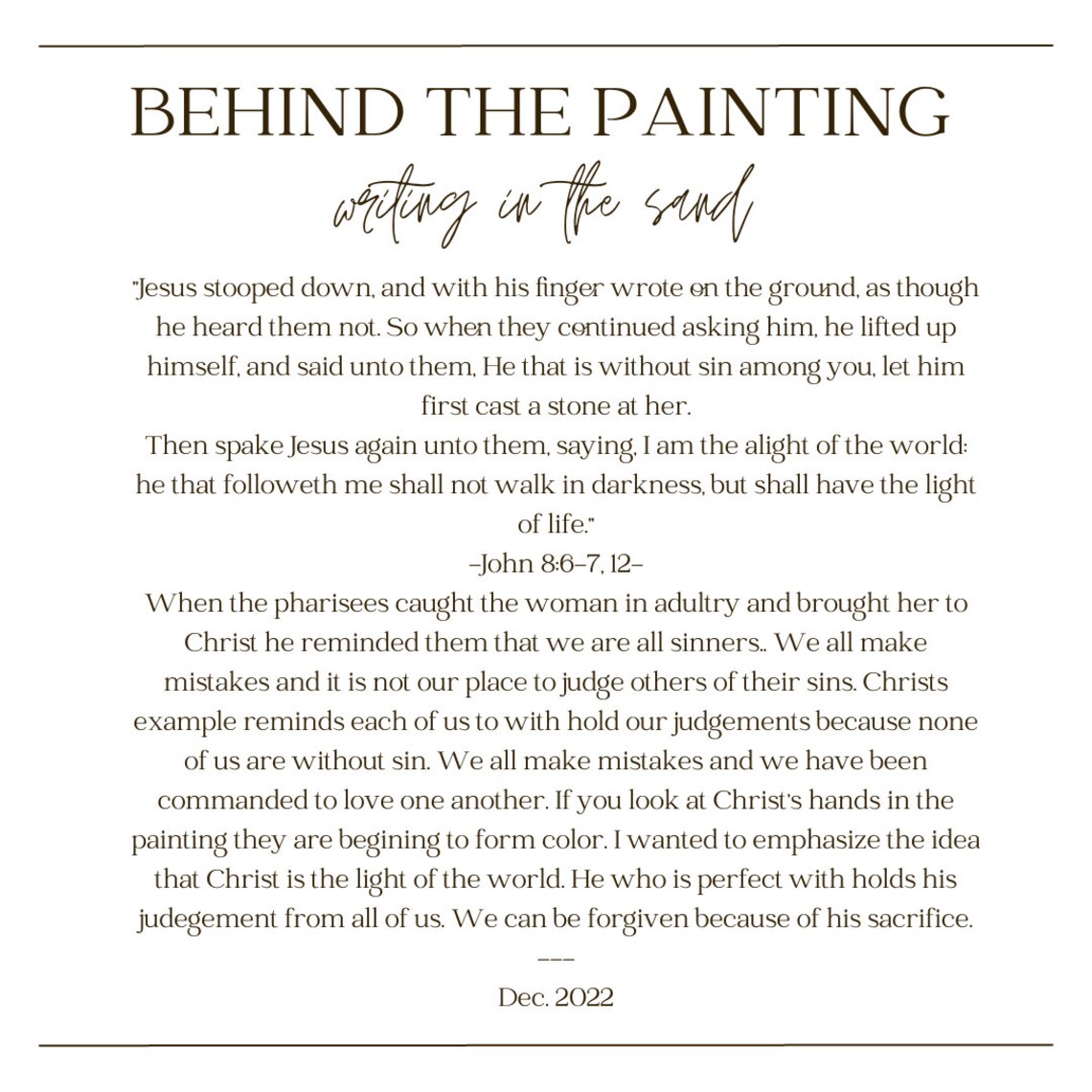 Jesus Christ Art Print Painting, writing in the Sand, LDS Christian ...