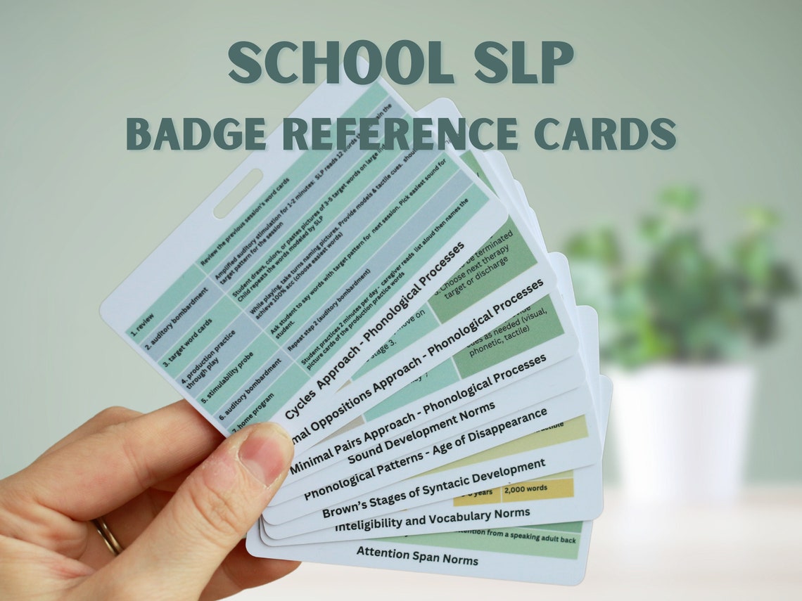 School SLP Badge Reference Cards - Etsy