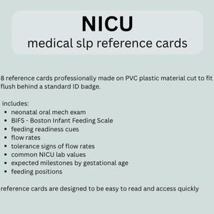 Medical SLP Badge Reference Cards - Etsy