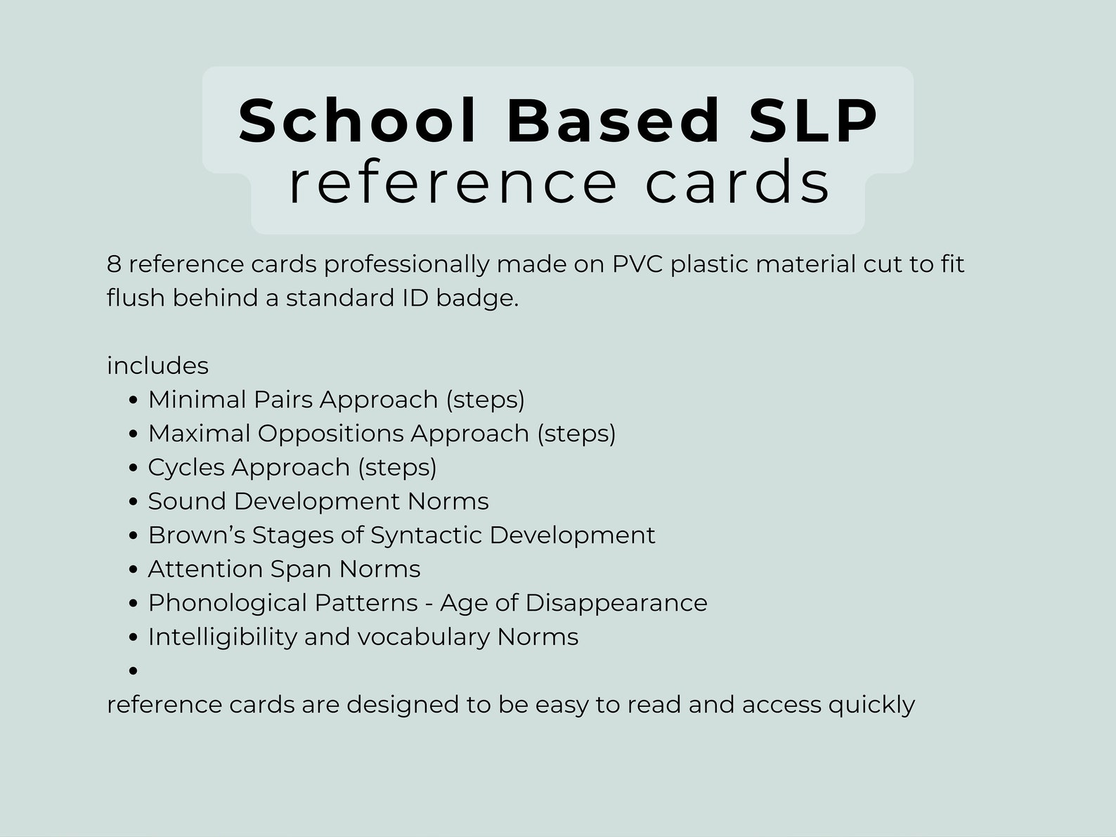 School SLP Badge Reference Cards - Etsy