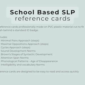 School SLP Badge Reference Cards - Etsy