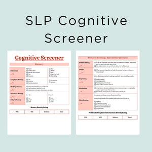SLP Cognitive Screener, Medical SLP, CVA, Downloadable Cognitive ...