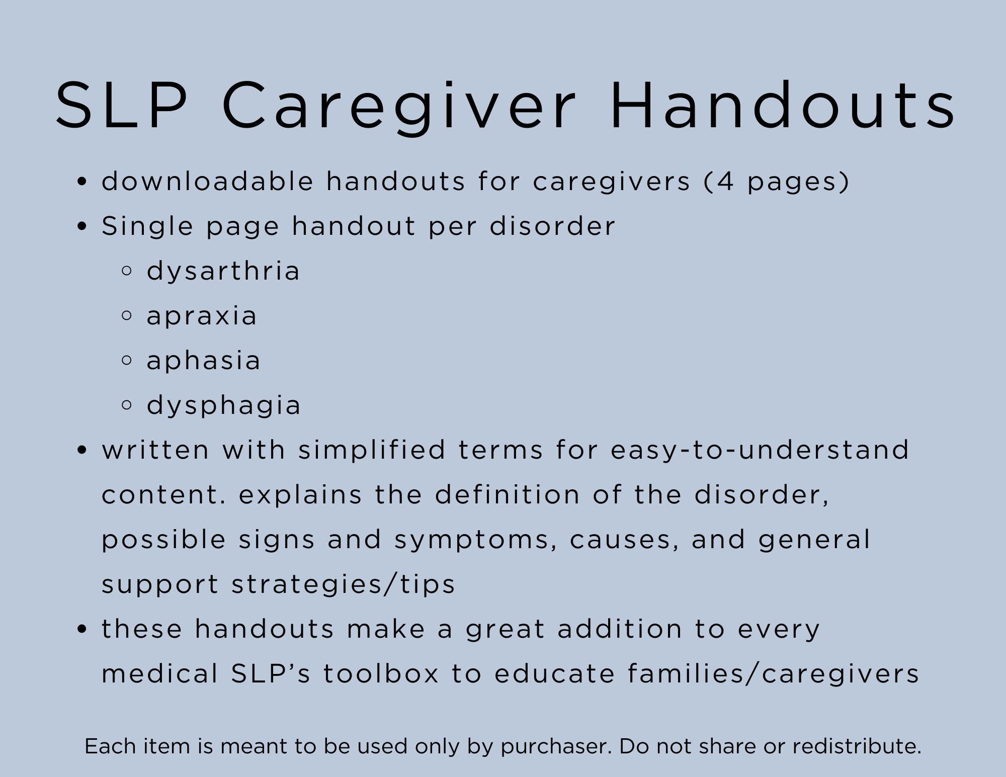 SLP Caregiver Information Handouts, Dysphagia, Aphasia, Apraxia ...