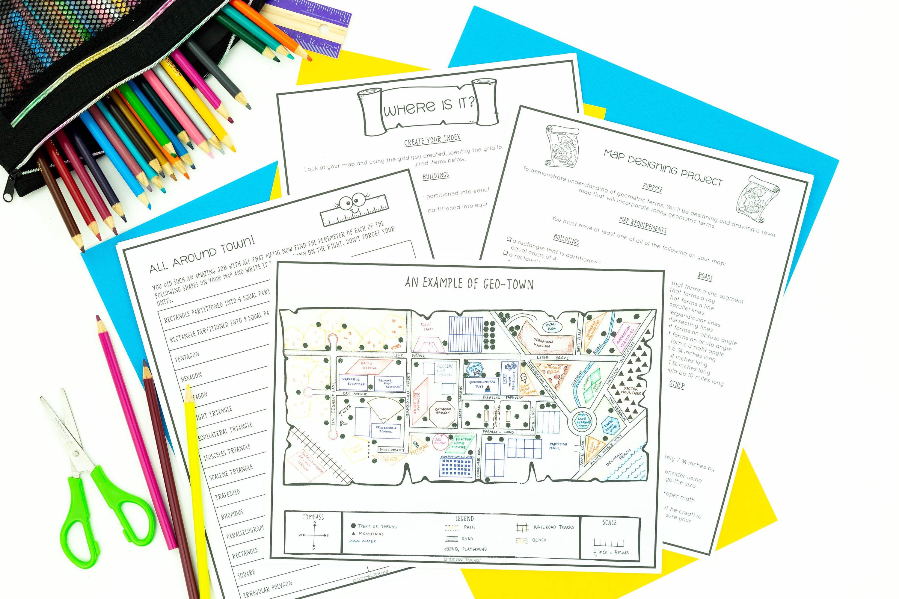 Geometry Project Based Learning Hands-on Map Skills Math Activity for ...