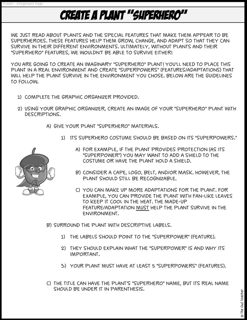 Plant Adaptations Superheroes Project: Create & Explore Plant ...
