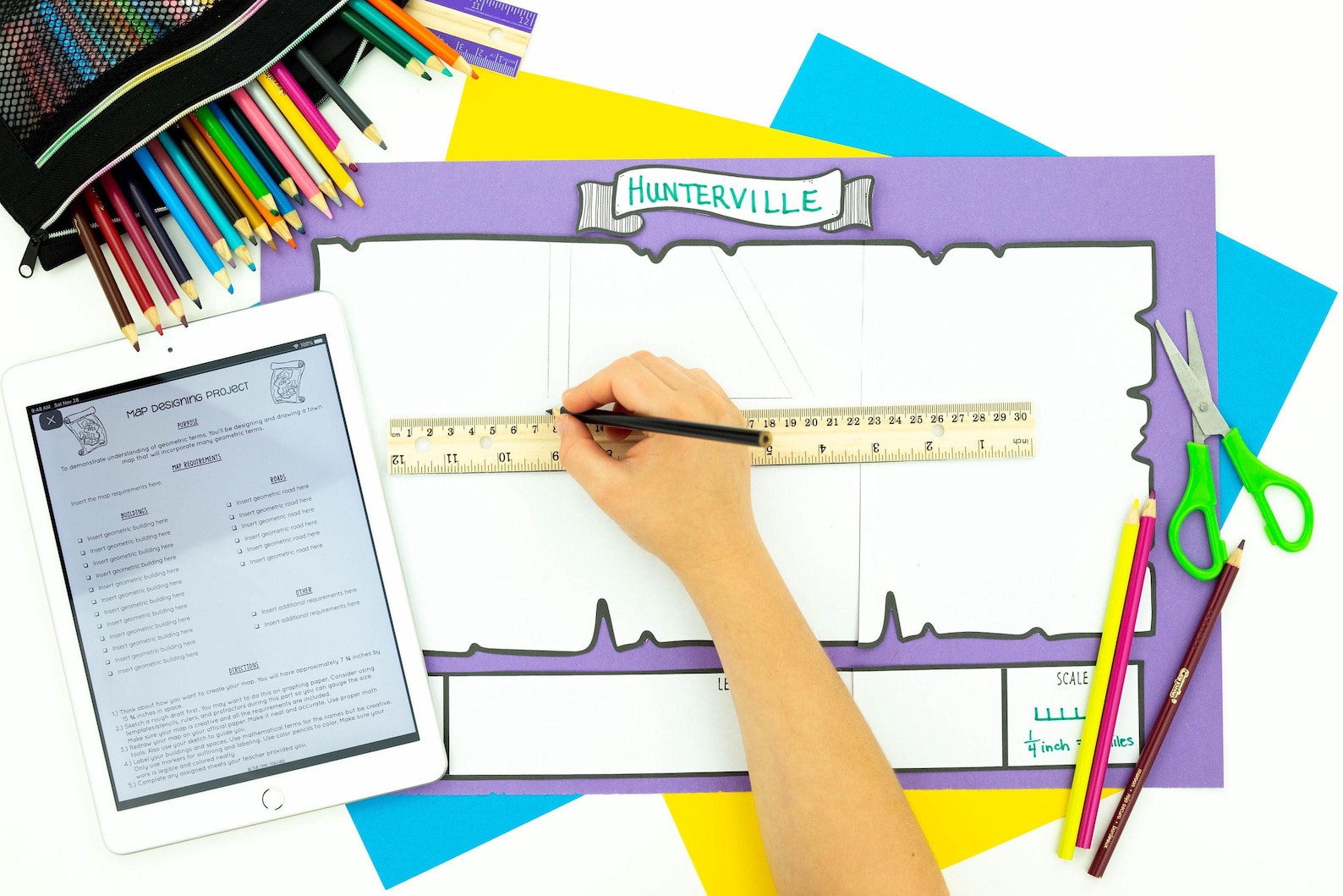 Geometry Project Based Learning Hands-on Map Skills Math Activity for ...