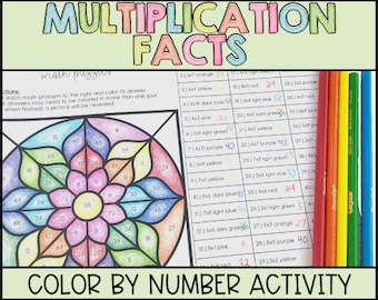 Color by Number Multiplication Fact Practice Mandalas 4s, 5s, and 6s - Etsy