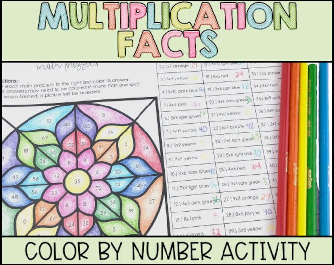 Color by Number Multiplication Worksheets PDF - Etsy Canada