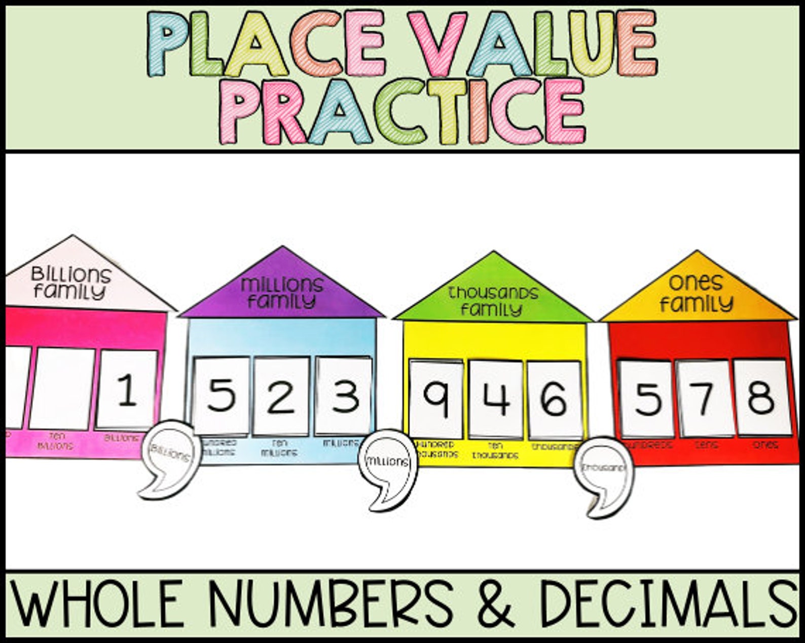 Place Value Chart Posters and Place Value Activities and Worksheets - Etsy