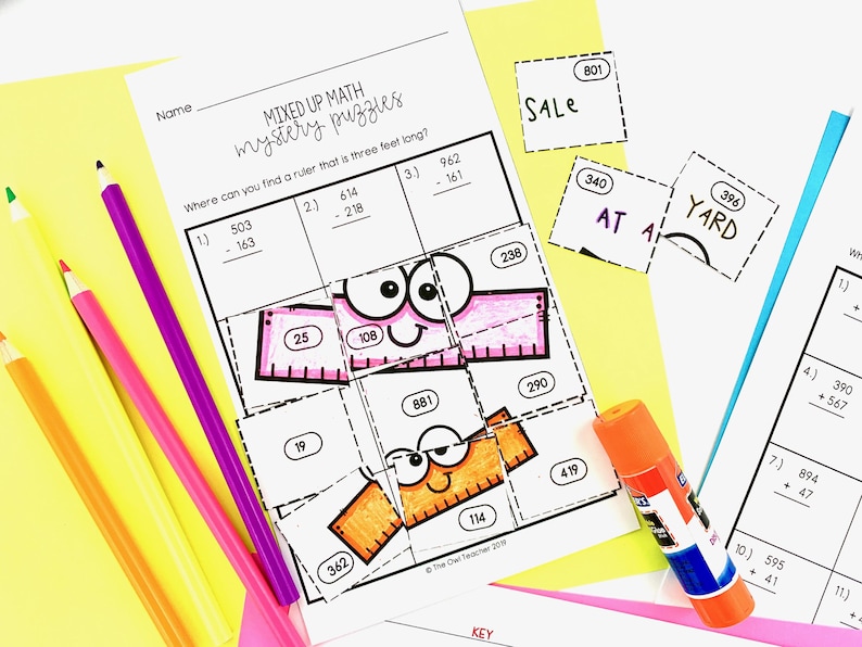 3rd Grade Addition & Subtraction Within 1000 Puzzles Math Centers ...