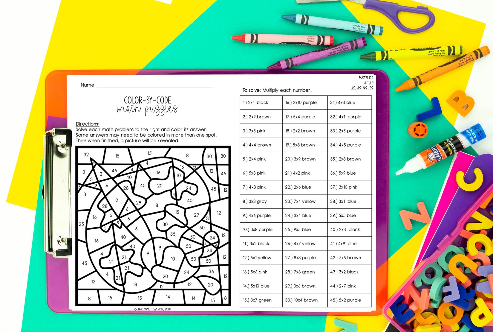 Multiplication Color by Number Multiplication Fact Fluency Activity - Etsy