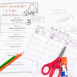 Rocks and Minerals Unit Types of Rocks & Rock Cycle Worksheets and ...