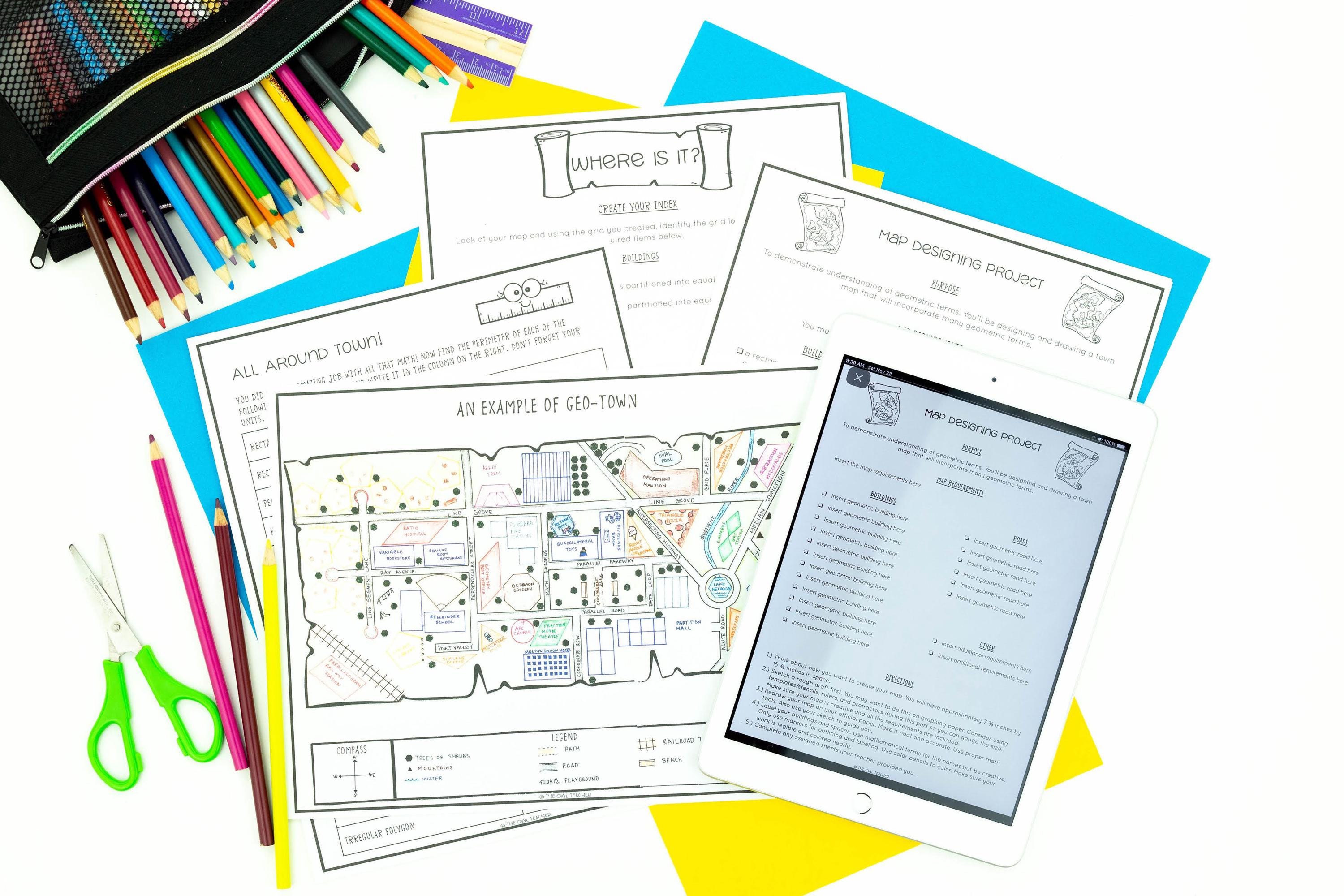 Geometry Project Based Learning Hands-on Map Skills Math Activity for ...