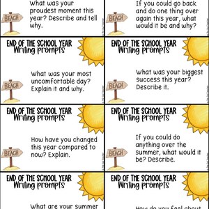 End of the Year Writing Prompts and Reflections - Etsy