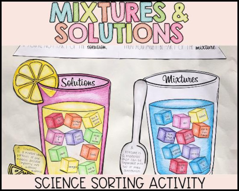 Mixtures and Solutions Sort Worksheet Activity and Craftivity - Etsy