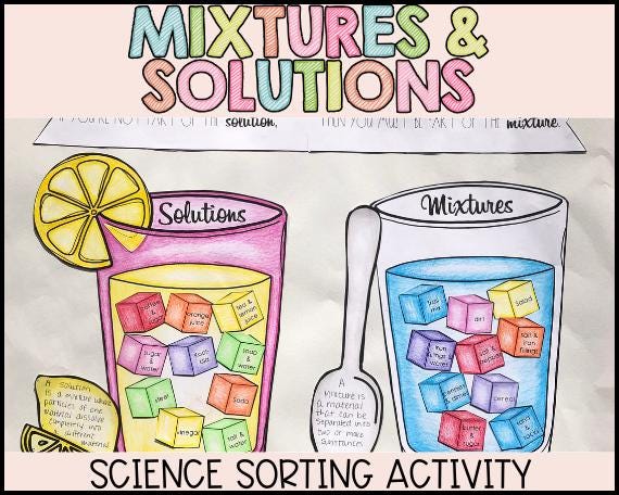 Mixtures and Solutions Sort Worksheet Activity and Craftivity - Etsy