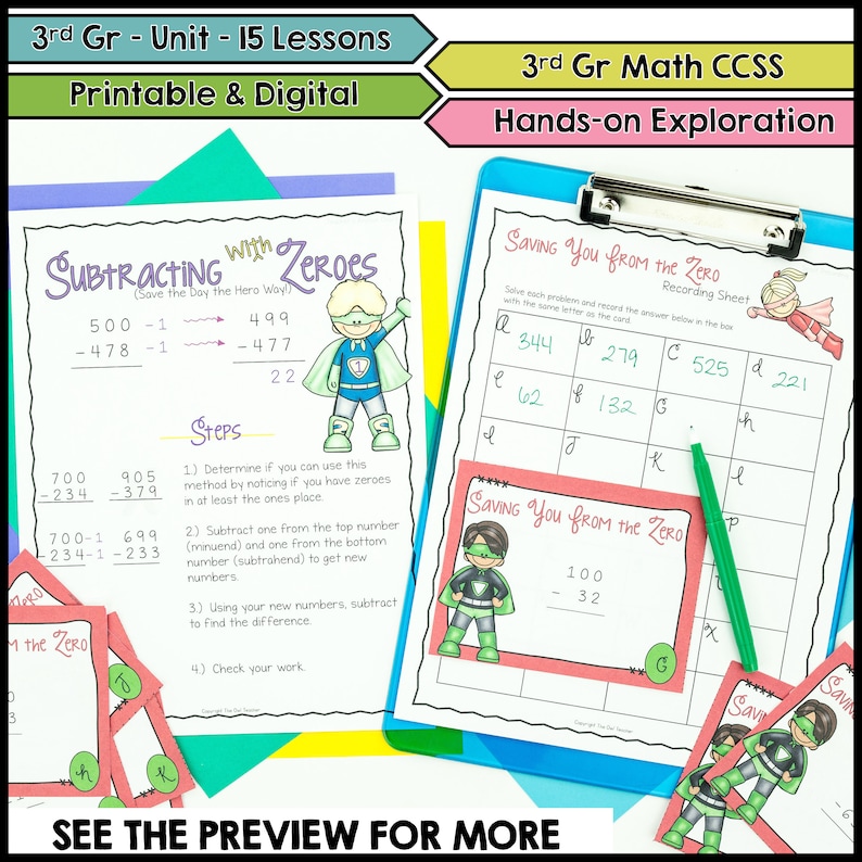 2 and 3 Digit Addition and Subtraction Activities Lesson Plans and Math ...