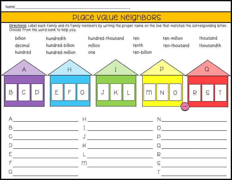 Place Value Chart Posters and Place Value Activities and Worksheets - Etsy