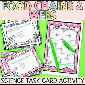 Food Chains & Food Webs Task Cards for 3rd Grade Energy Flow and ...