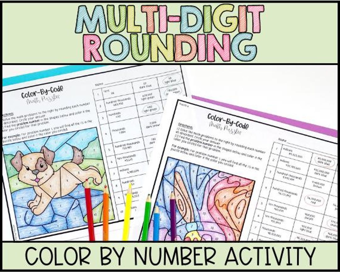 Rounding to Any Place Color by Number 4th Grade Multi-digit Numbers ...