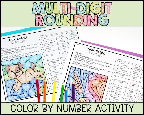 Rounding to Any Place Color by Number 4th Grade Multi-digit Numbers ...
