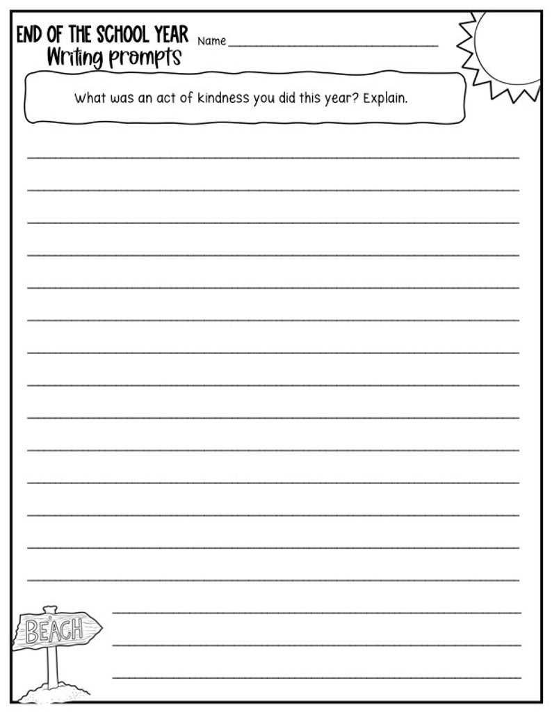 End of the Year Writing Prompts and Reflections - Etsy