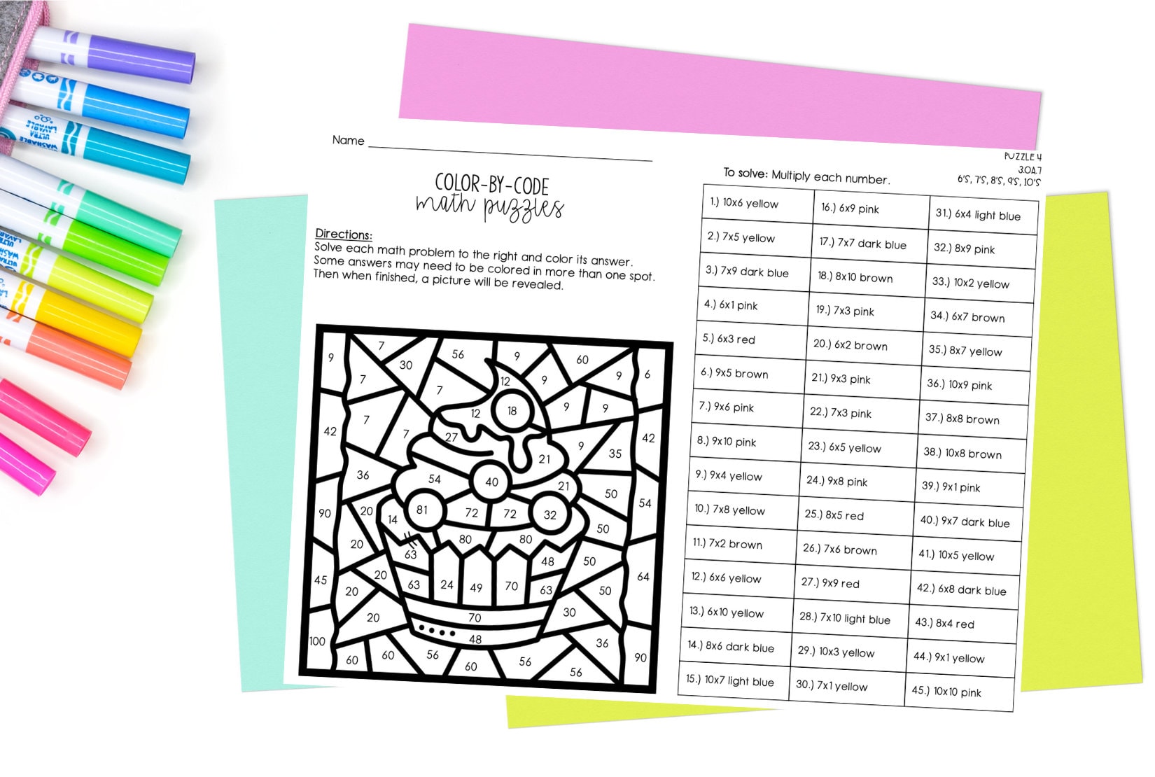 Multiplication Color by Number Multiplication Fact Fluency Activity - Etsy