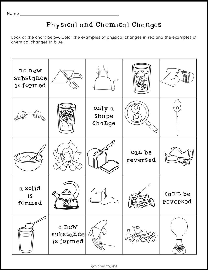 Reversible & Irreversible Changes Physical Chemical Changes Sort Craft ...