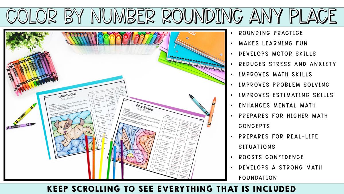 Rounding to Any Place Color by Number 4th Grade Multi-digit Numbers ...