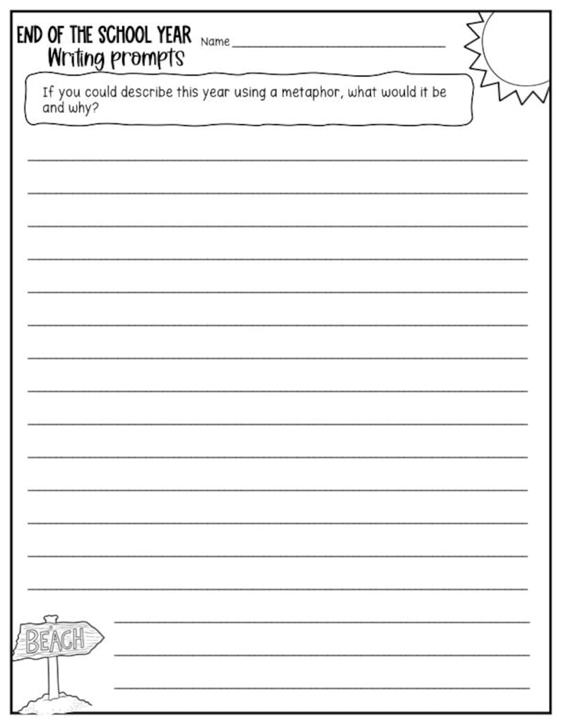 End of the Year Writing Prompts and Reflections - Etsy